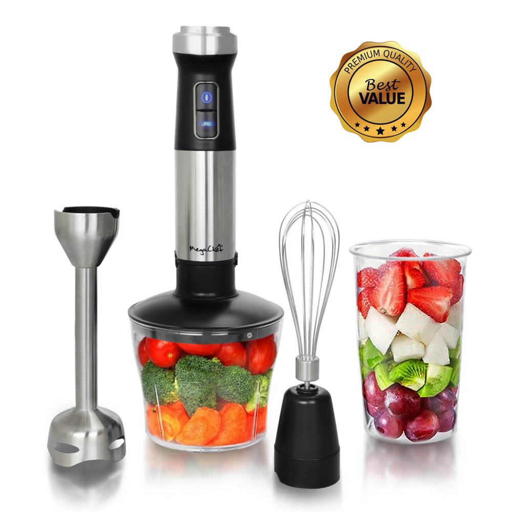MegaChef 4 in 1 Multipurpose Immersion Hand Blender With Speed Control